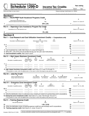 Fillable Online tax illinois Schedule 1299-D Income Tax Credits Fax ...