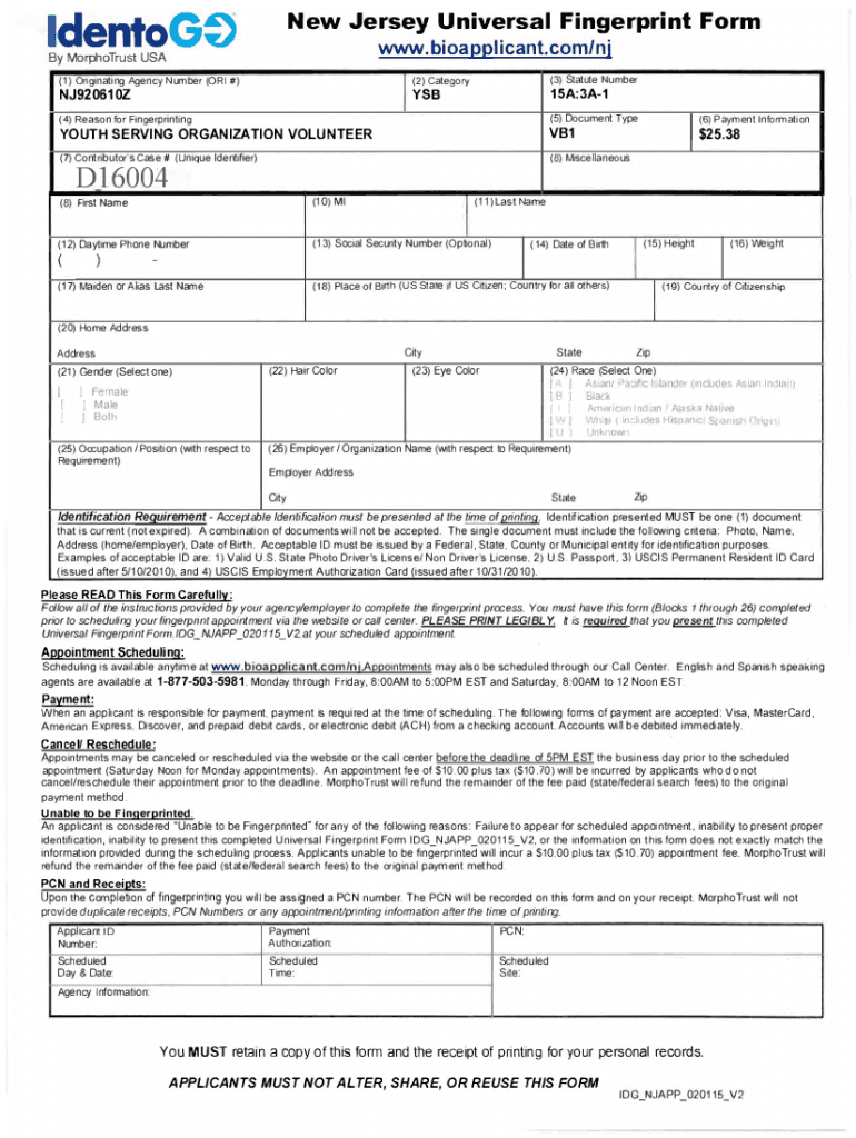 Fillable Online Fillable Online state nj Universal Fingerprint Form ...
