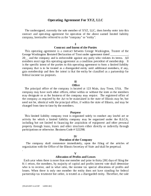 What Is a Operating Agreement Sample Doc Template | pdfFiller