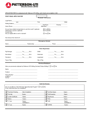 Fillable Online Patterson Uti Application Form - Fill Out and Sign ...