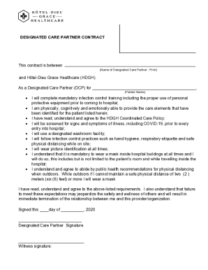 Fillable Online DESIGNATED CARE PARTNER CONTRACT This contract is ...