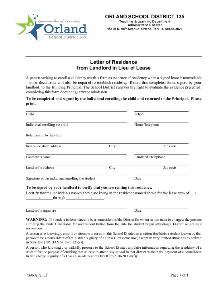 Fillable Online 7060 AP2-E1 Letter of Res - in Lieu of Lease.doc.docx ...