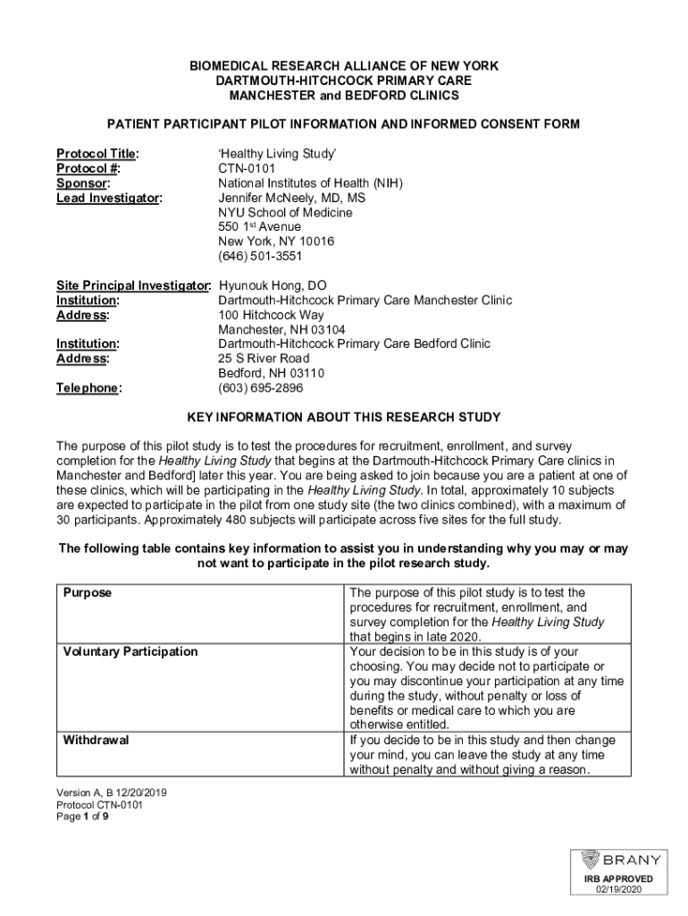 Fillable Online Version A, B Protocol CTN-0101 Page 1 of 3 BIOMEDICAL ... Fax Email Print ...