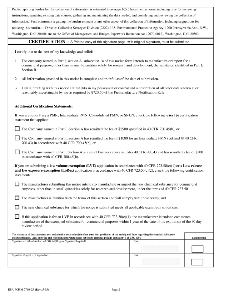 Fillable Online Form EPA Form 7710 25 EPA Form 7710 25 Premanufacture ...