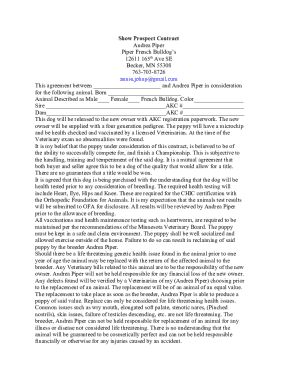 Fillable Online Show Prospect Contract Andrea Piper Piper French ...