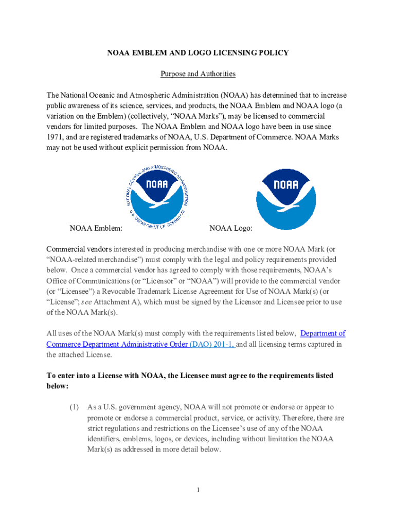 Fillable Online Request for Permission to Use Official NOAA Emblem and ...