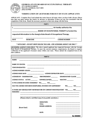 Fillable Online sos ga 14 Verification of Licensure Request Form - Out ...