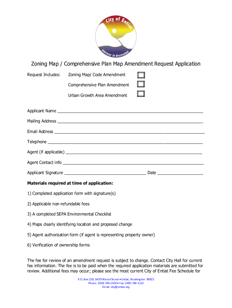 Fillable Online Zoning Map / Comprehensive Plan Map Amendment Request ...