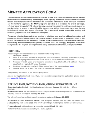 Fillable Online WHO-AFRO MMM Mentee Application Form v1.docx Fax Email Print - pdfFiller