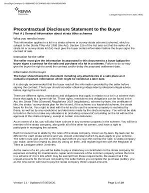 Fillable Online Precontractual Disclosure Statement to the Buyer ...