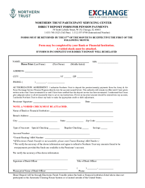 Fillable Online Northern Trust- Direct Deposit Form Fax Email Print ...