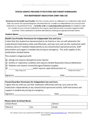 Fillable Online Emergency Medication - Self Carry Form Fax Email Print ...
