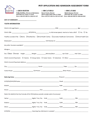 Fillable Online prtf application and admission assessment form Fax ...