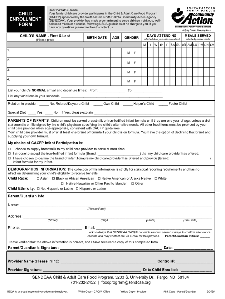 Fillable Online Family Child Care Sample Forms Packet Fax Email Print ...