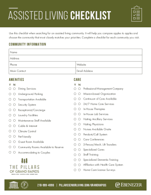Fillable Online A Checklist for Moving to Assisted Living - US News ...