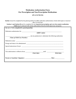 Fillable Online Medication Authorization Form For Prescription and Non ...