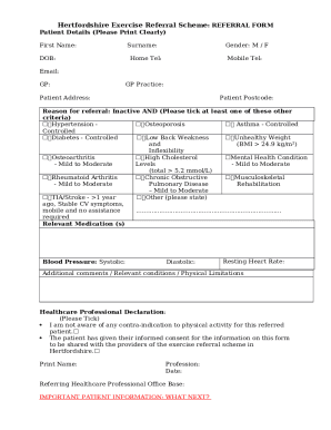 East Hertfordshire Exercise Referral Scheme ... Doc Template | pdfFiller