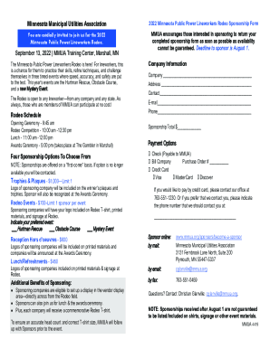 Fillable Online Public Power Lineworkers Rodeo Sponsorship ...