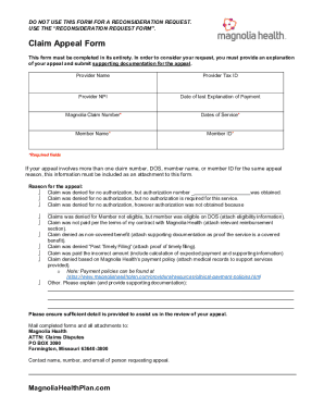 Fillable Online MH - Claim Appeal Form. Claim Appeal Form Fax Email ...