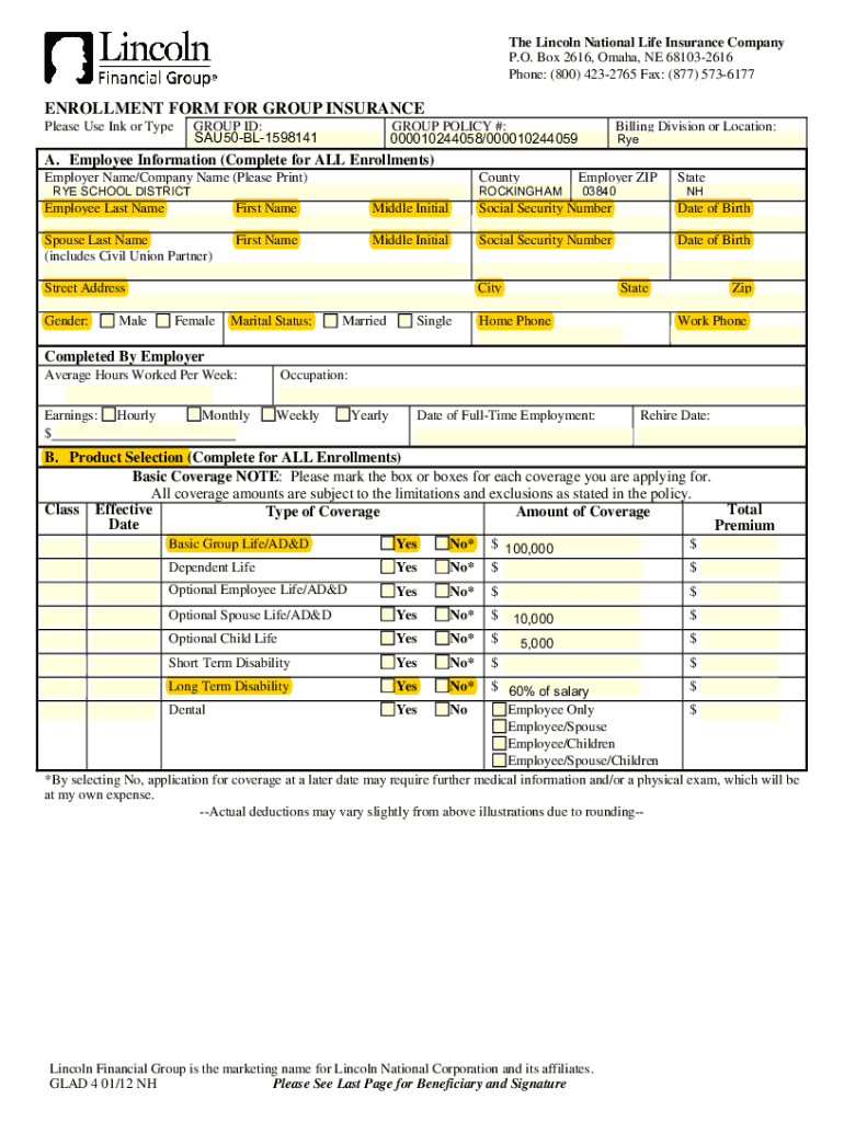 Fillable Online lincoln life & annuity company of new york enrollment ...