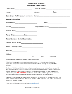 Fillable Online CERTIFICATE OF INSURANCE REQUESTRENTAL ... Fax Email ...