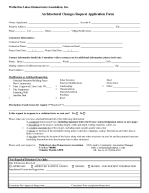 Fillable Online Architectural Changes Request Application Form Fax ...