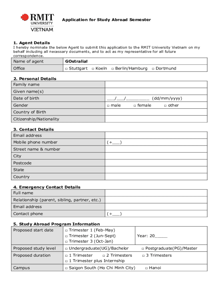 Fillable Online How to apply - Study abroad in Vietnam - RMIT ...