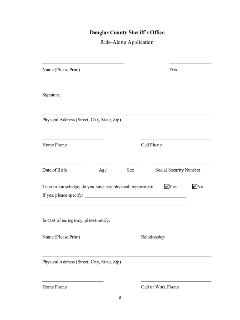 Fillable Online ride-along participant information sheet Fax Email ...