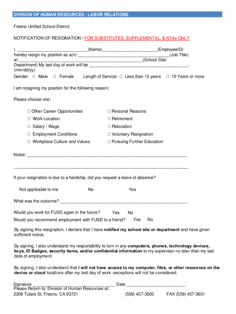 Fillable Online resignation.docx Fax Email Print - pdfFiller