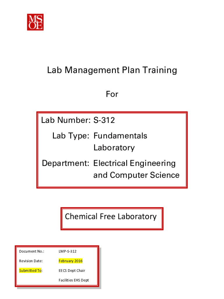 Fillable Online faculty-web msoe Lab Management Plan Training Fax Email ...