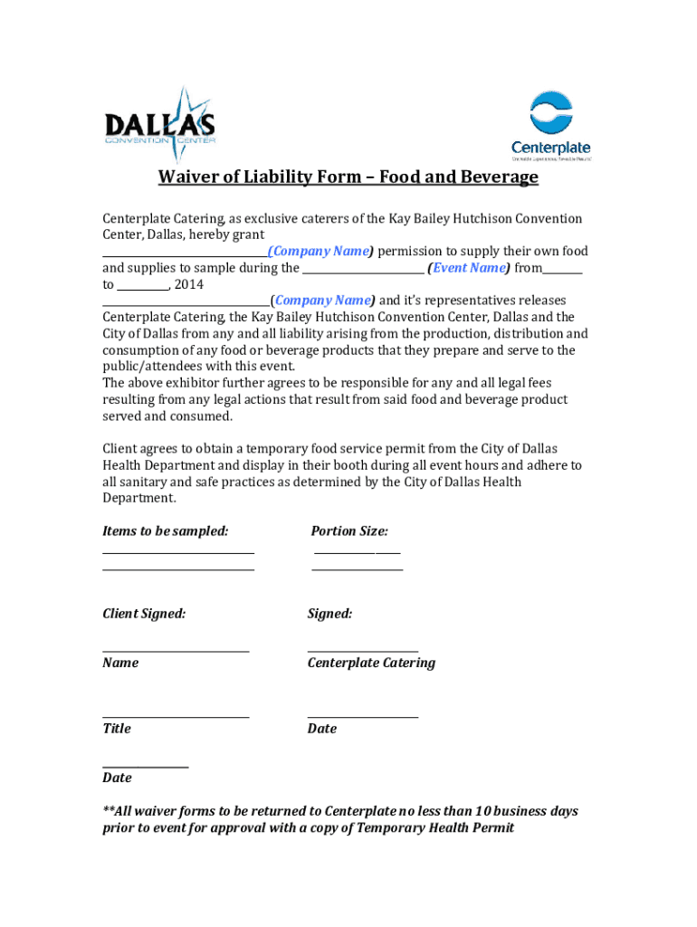Fillable Online CATER LIABILITY WAIVER FORM - Orange County, Texas Fax ...