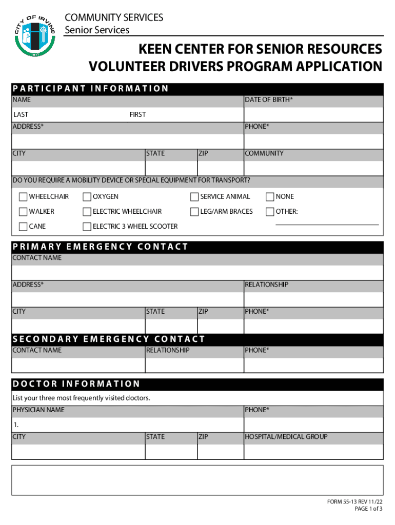 Fillable Online legacy cityofirvine Volunteer Opportunities - OC Office on Aging - Orange County ...