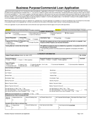 Fillable Online Business Purpose / Commercial Loan Application Fax ...