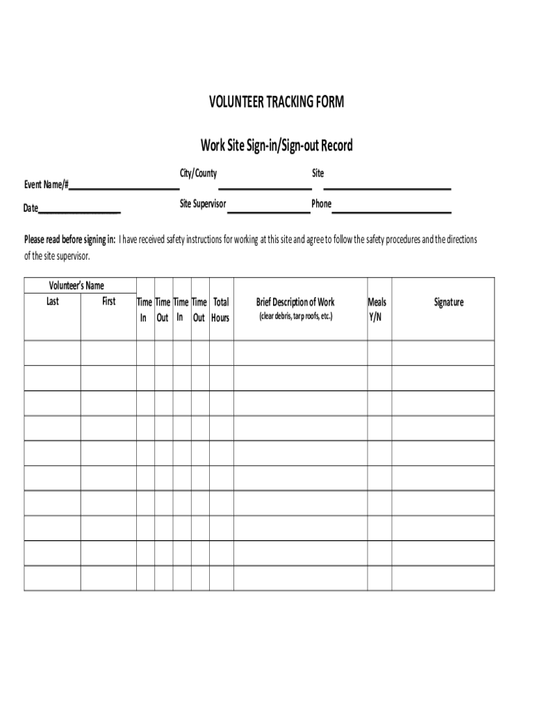 Fillable Online 53+ SAMPLE Volunteer Sign-In Sheet Templates in PDF Fax ...