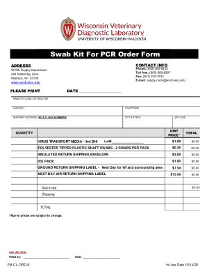 Fillable Online Swab Kit For PCR Order Form Fax Email Print - pdfFiller