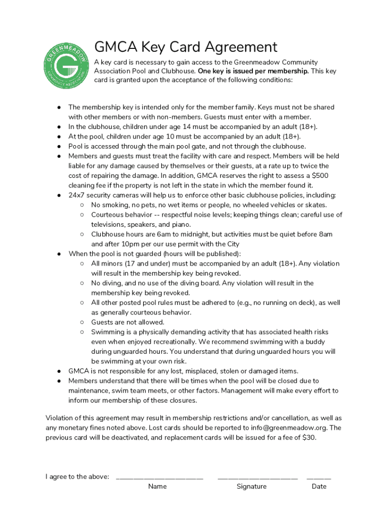 Fillable Online GMCA Key Card Agreement Fax Email Print - pdfFiller
