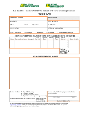 Fillable Online Freight Claim Information Fax Email Print - pdfFiller