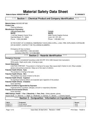 Fillable Online MATERIAL SAFTEY DATA SHEET 1. CHEMICAL ... Fax Email ...