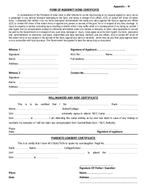 Fillable Online FORM OF INDEMNITY Fax Email Print - pdfFiller