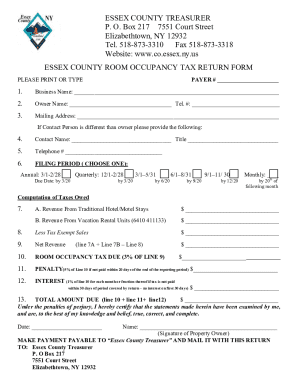 Fillable Online Room Occupancy Tax Return Form Fax Email Print - pdfFiller