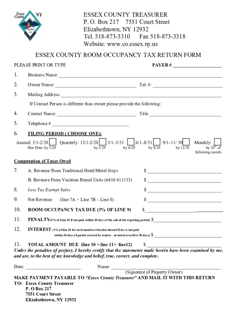 Fillable Online Room Occupancy Tax Return Form Fax Email Print - pdfFiller