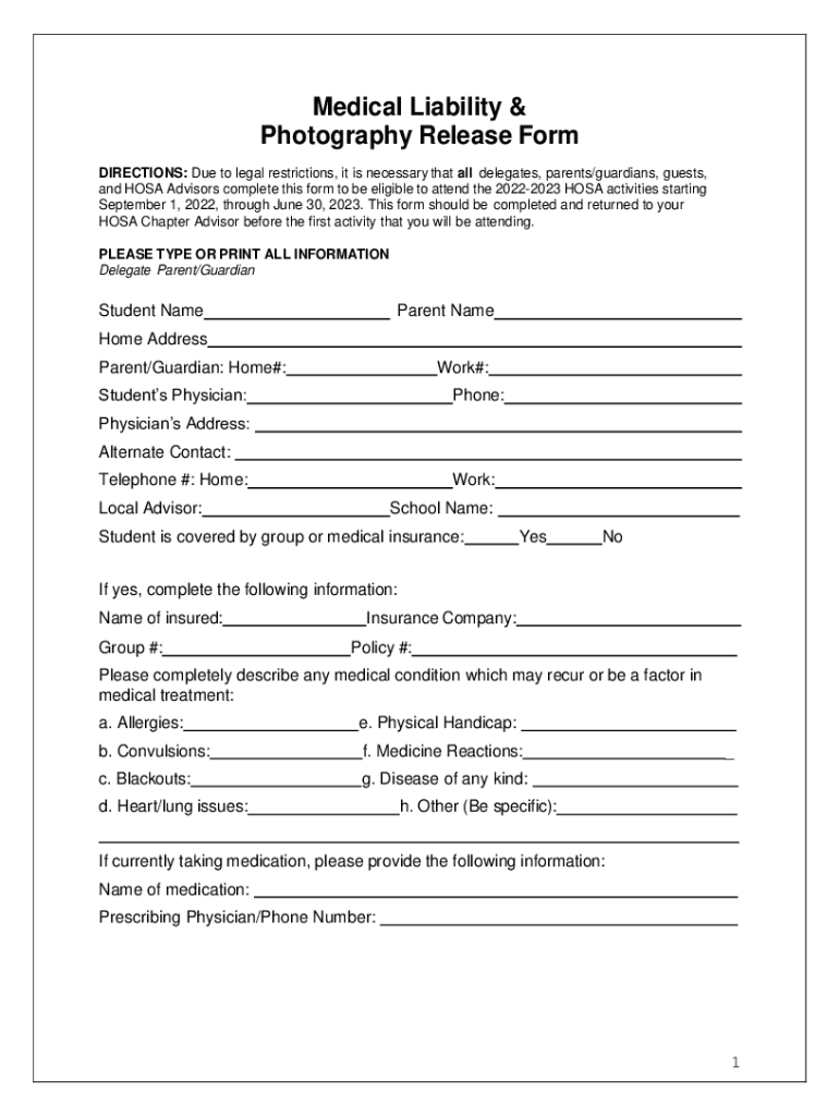 Fillable Online Medical Liability & Photography Release Form Fax Email ...