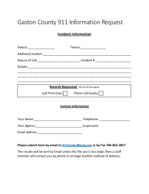 Fillable Online Request Copy of 911 Call Fax Email Print - pdfFiller