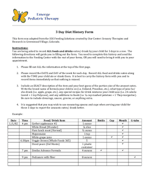 Fillable Online Online Form 3 day Diet History - Resaved Fax Email ...