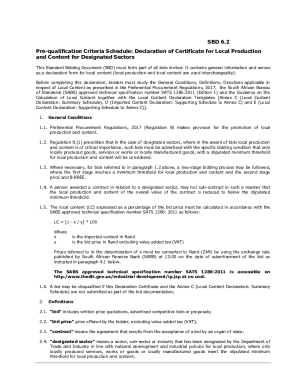 Fillable Online sbd 6.2 declaration certificate for local production ...