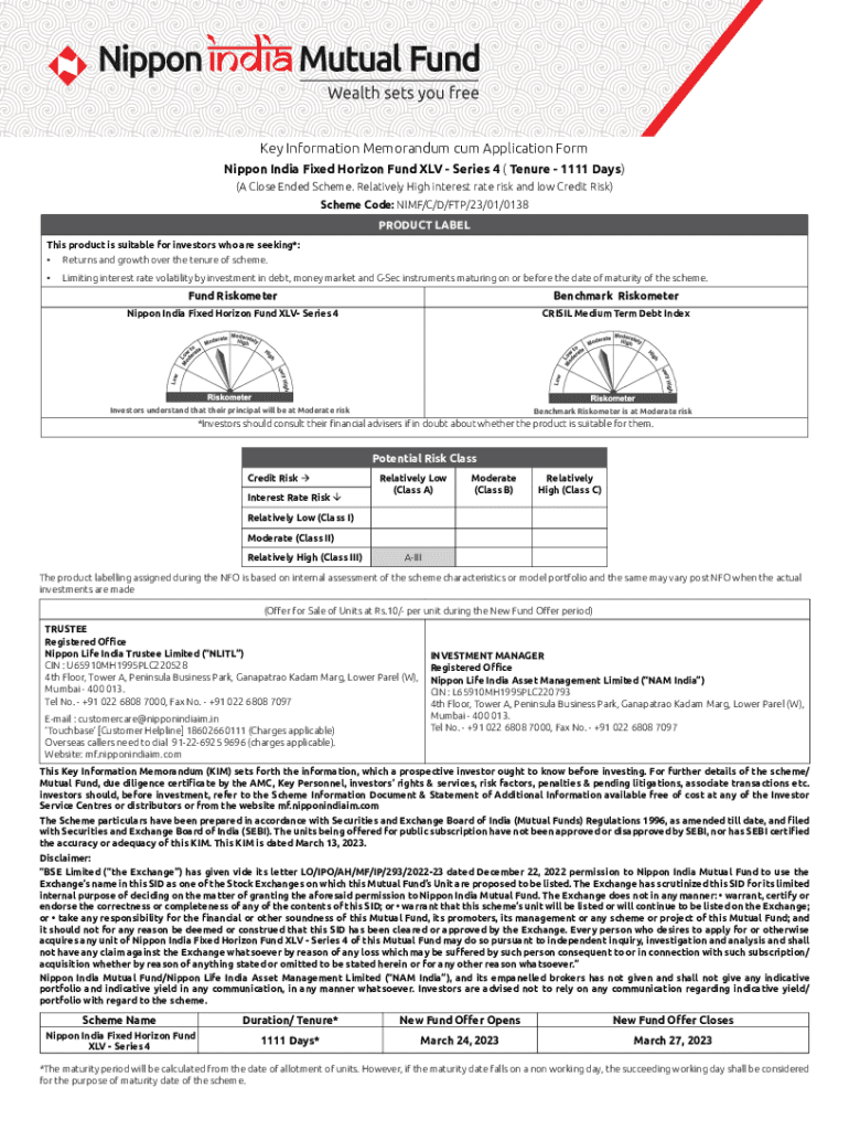 Fillable Online Memorandum cum Application Form - Nippon India Mutual Fund Fax Email Print ...