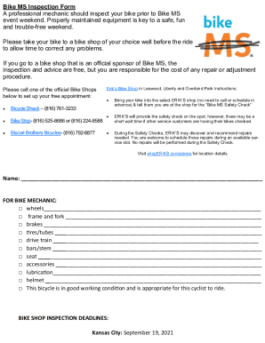 Fillable Online Bike Inspection Form Fax Email Print - pdfFiller