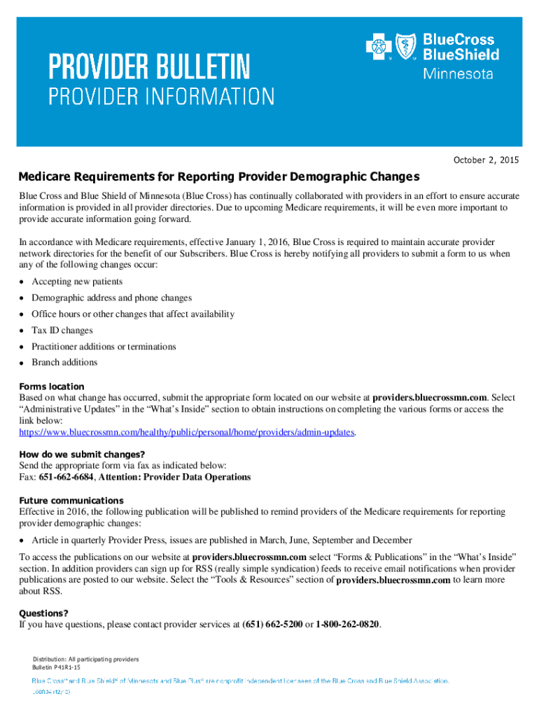Fillable Online Revised P41R1-15 Final Medicare Requires Prov Report ...