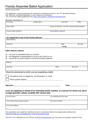 Fillable Online Florida Absentee Ballot Application Fax Email Print ...