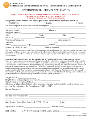 Fillable Online RETAINING WALL PERMIT APPLICATION Fax Email Print ...
